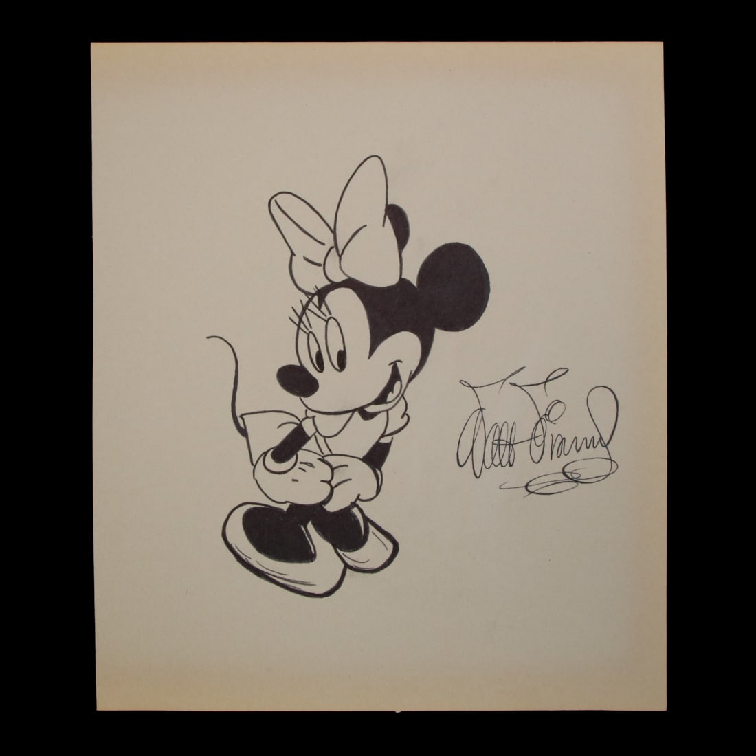 Walt Disney Signed Minnie Mouse Drawing Auction
