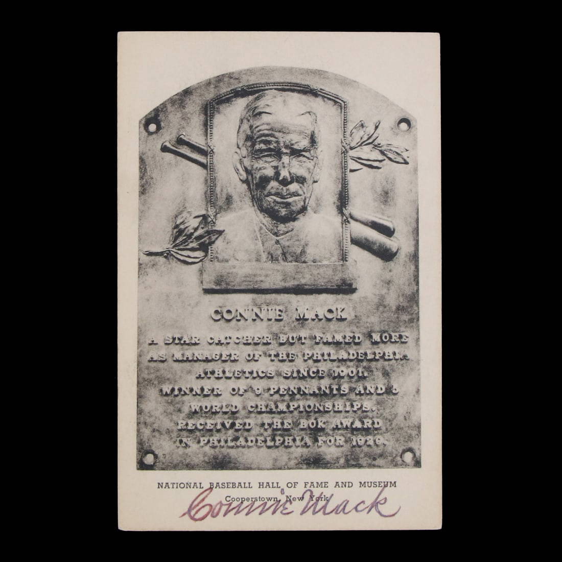 Connie Mack Signed Albertype Ii Hof Postcard Auction