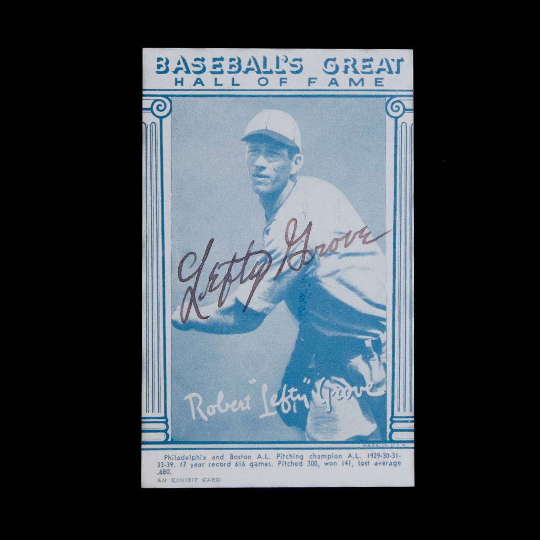 Robert "lefty" Grove Signed Hall Of Fame Card Auction
