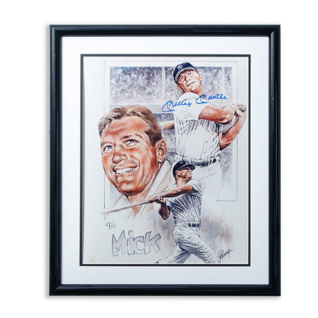 Mickey Mantle Signed Framed Lithograph Auction