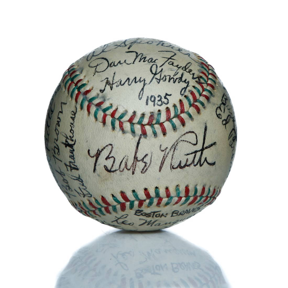 Babe Ruth 1935 Boston Braves Team Signed Baseball Auction