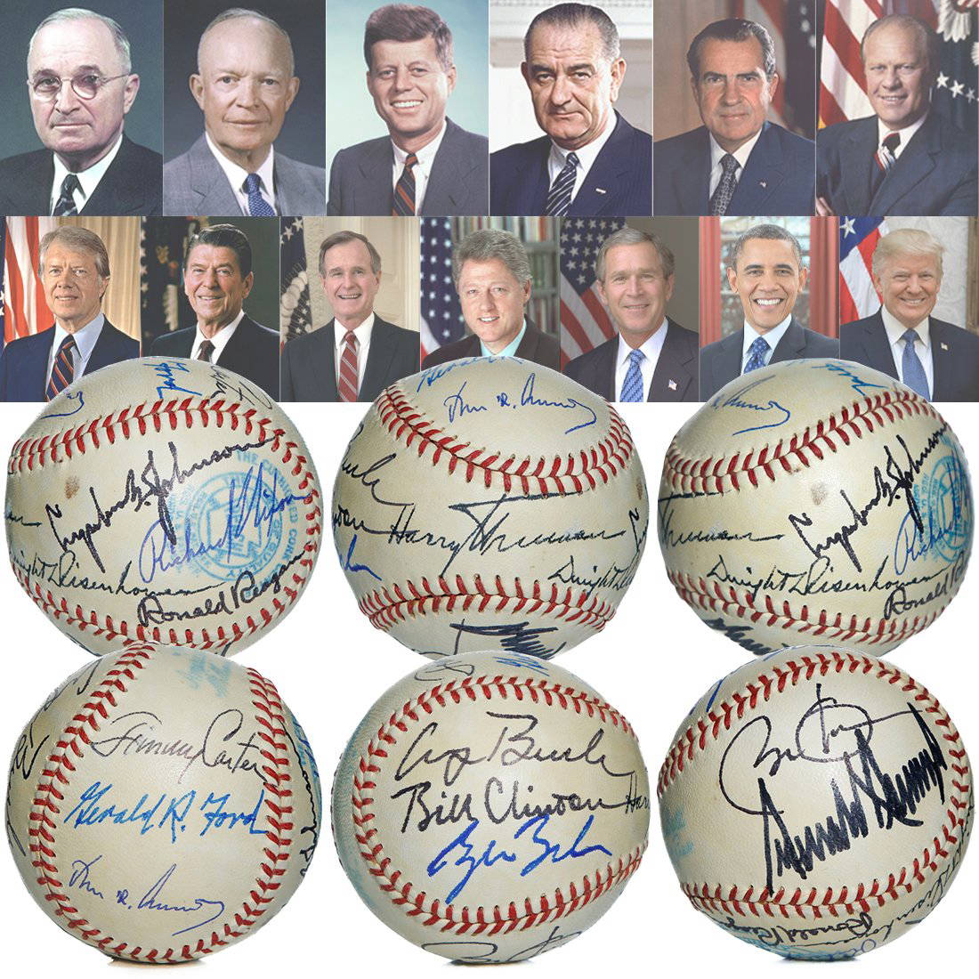 13 Us Presidents Signed 1948 Logo Baseball Auction