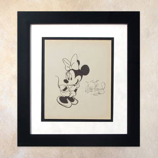 Walt Disney Signed Original Minnie Mouse Drawing