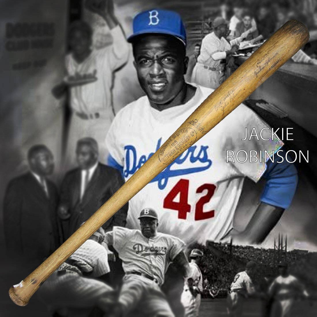 Jackie Robinson Signed & Inscribed H&b Louisville Slugger 125 Baseball ...