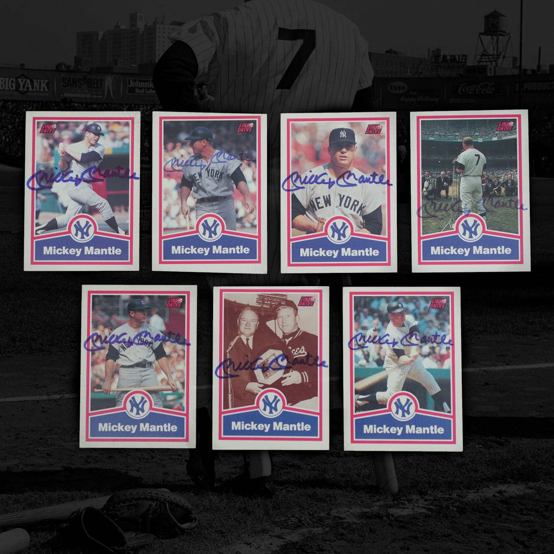 Set Of 7 Mickey Mantle Signed Baseball Cards Auction