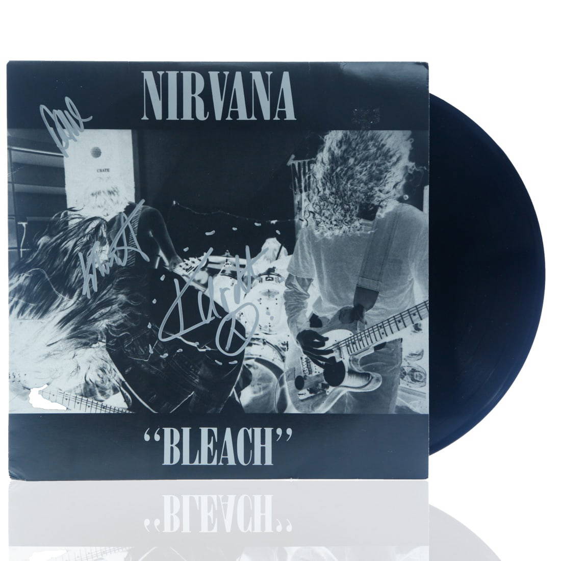 Nirvana "bleach" Album Signed By Kurt Cobain, Dave Grohl, & Krist Novoselic Auction