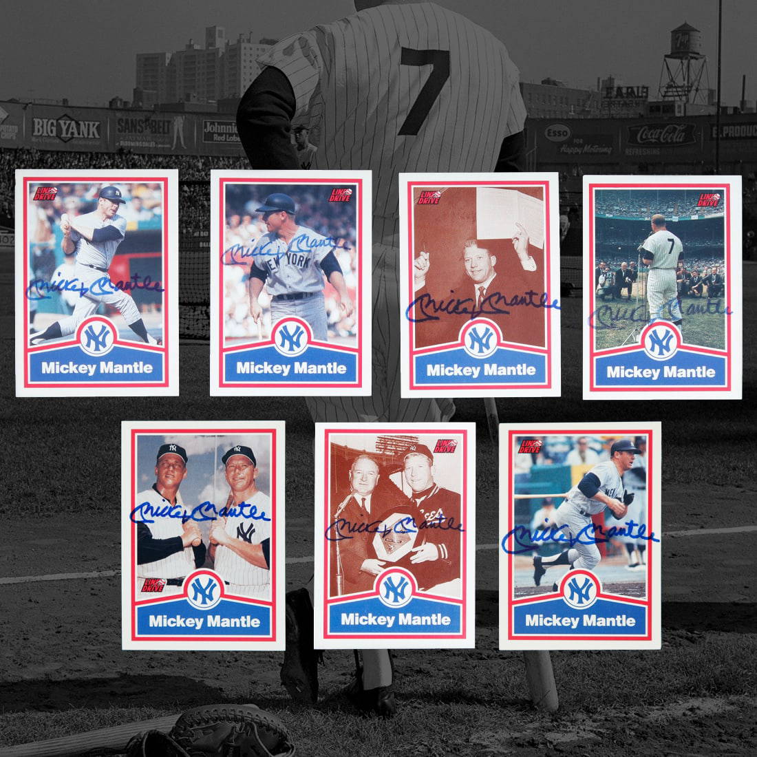 Set Of 7 Mickey Mantle Signed Baseball Cards Auction