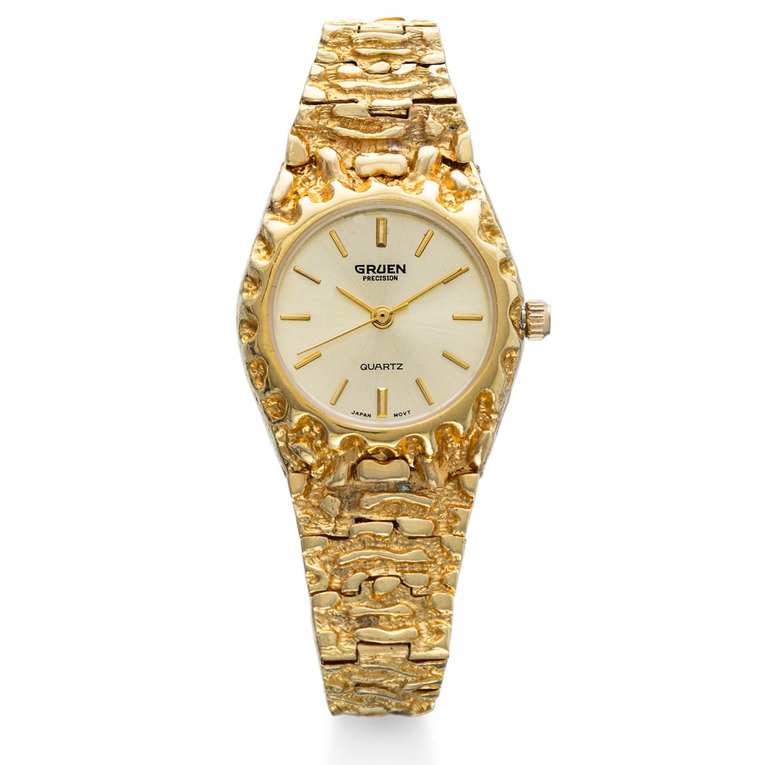 Gruen Gold Nugget Style Vintage Ladies Watch With Golden Finish Auction