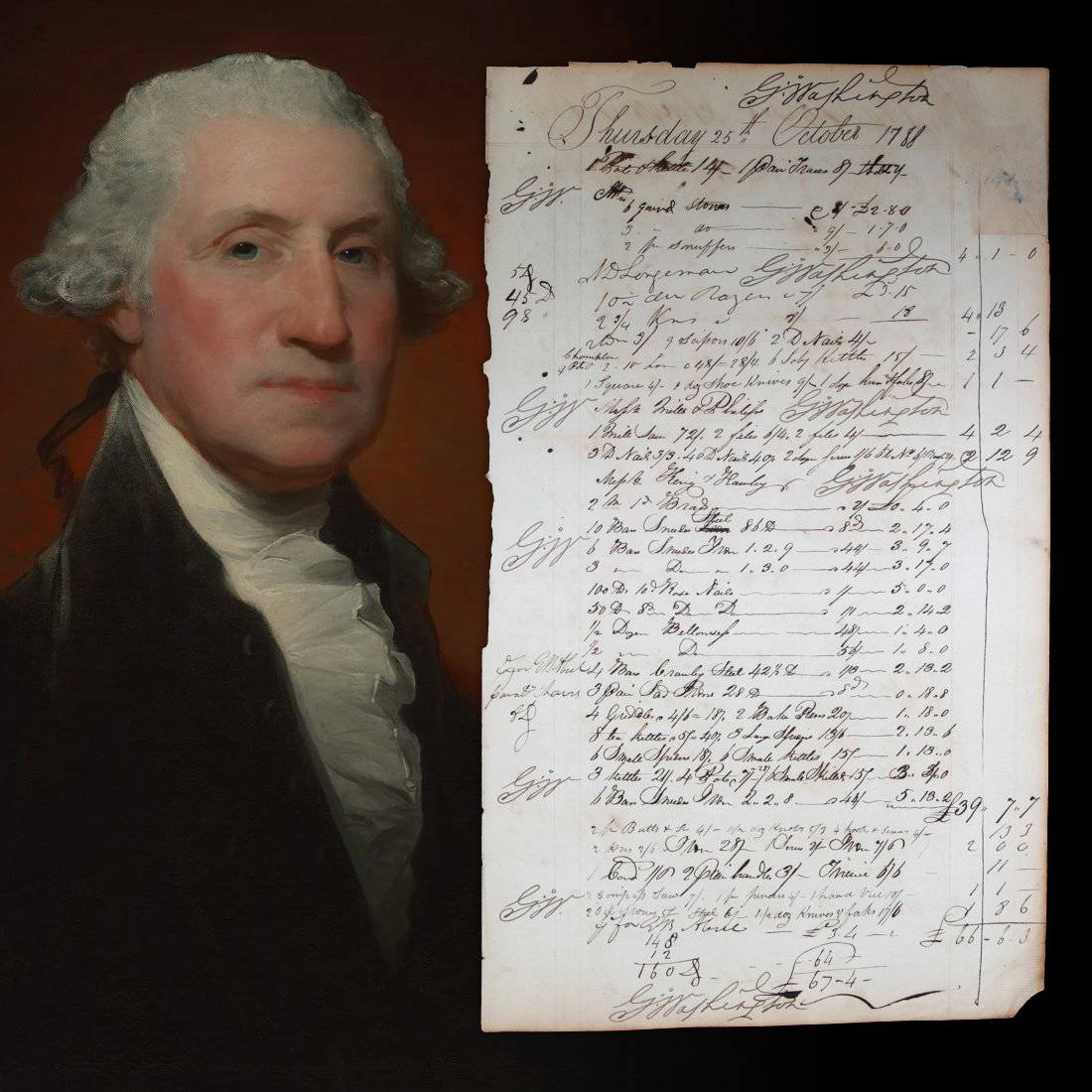 George Washington Multi-signed Historical Ledger Sheet – Dated October ...