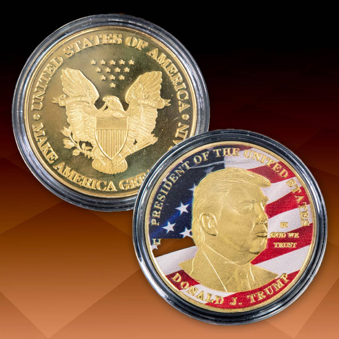 Set Of 12 Colorized Donald Trump Coins Auction