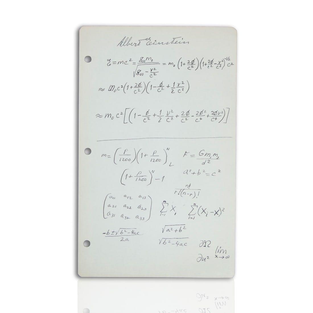 Albert Einstein Written And Signed Theory Of Relativity Equations Auction