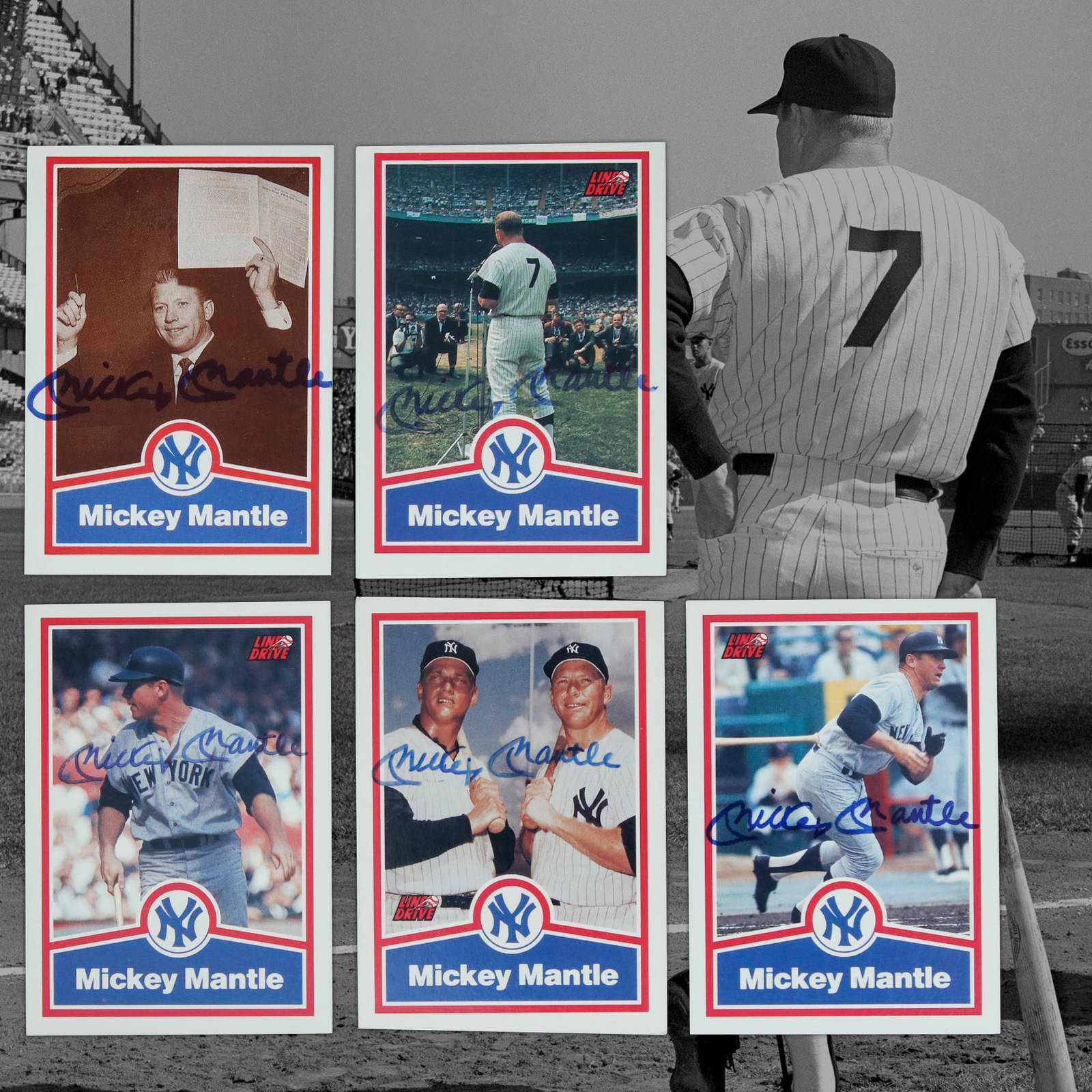 Set Of 5 Mickey Mantle Signed Baseball Cards Auction
