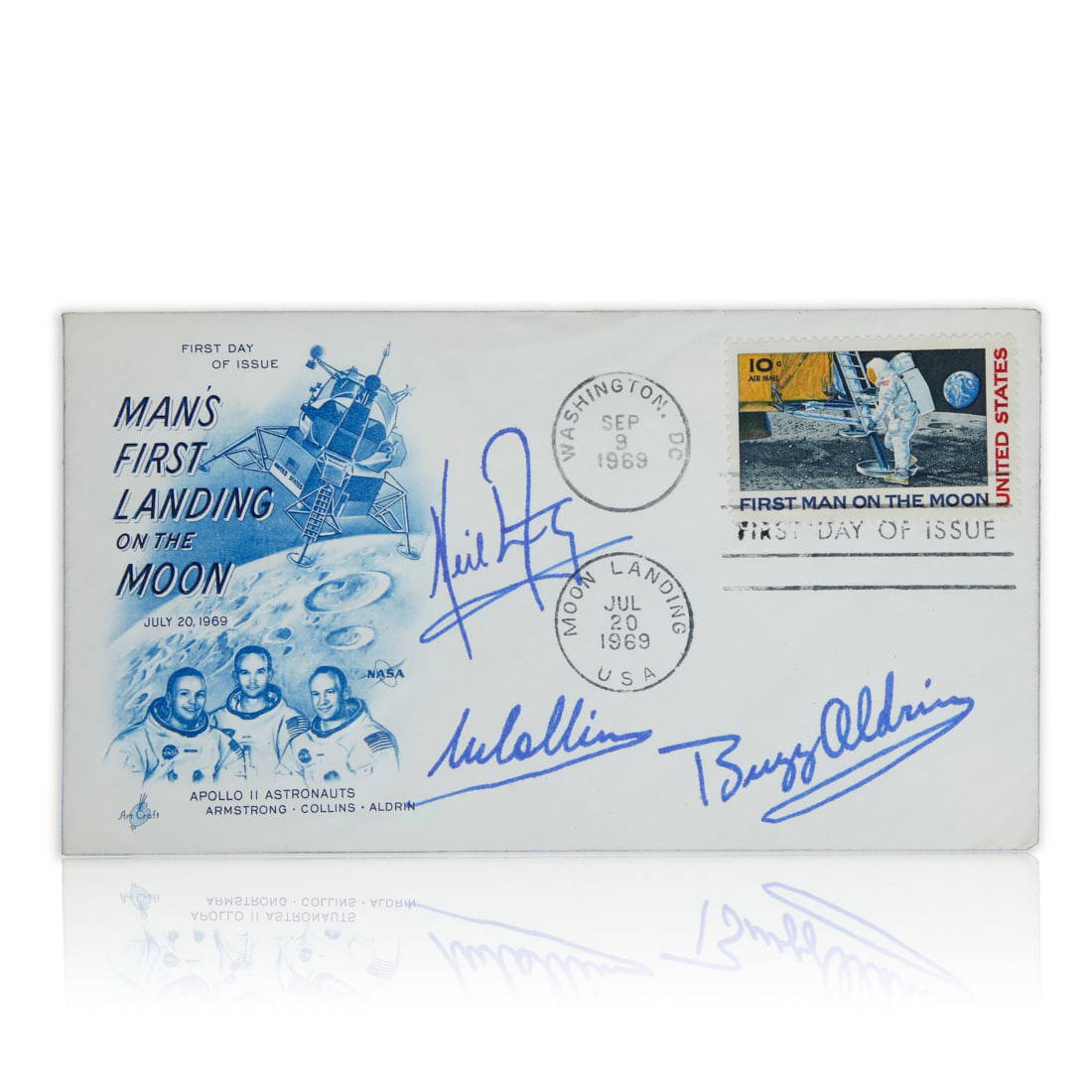 Apollo 11 Crew Signed "first Man On The Moon" First Day Issue Envelope ...