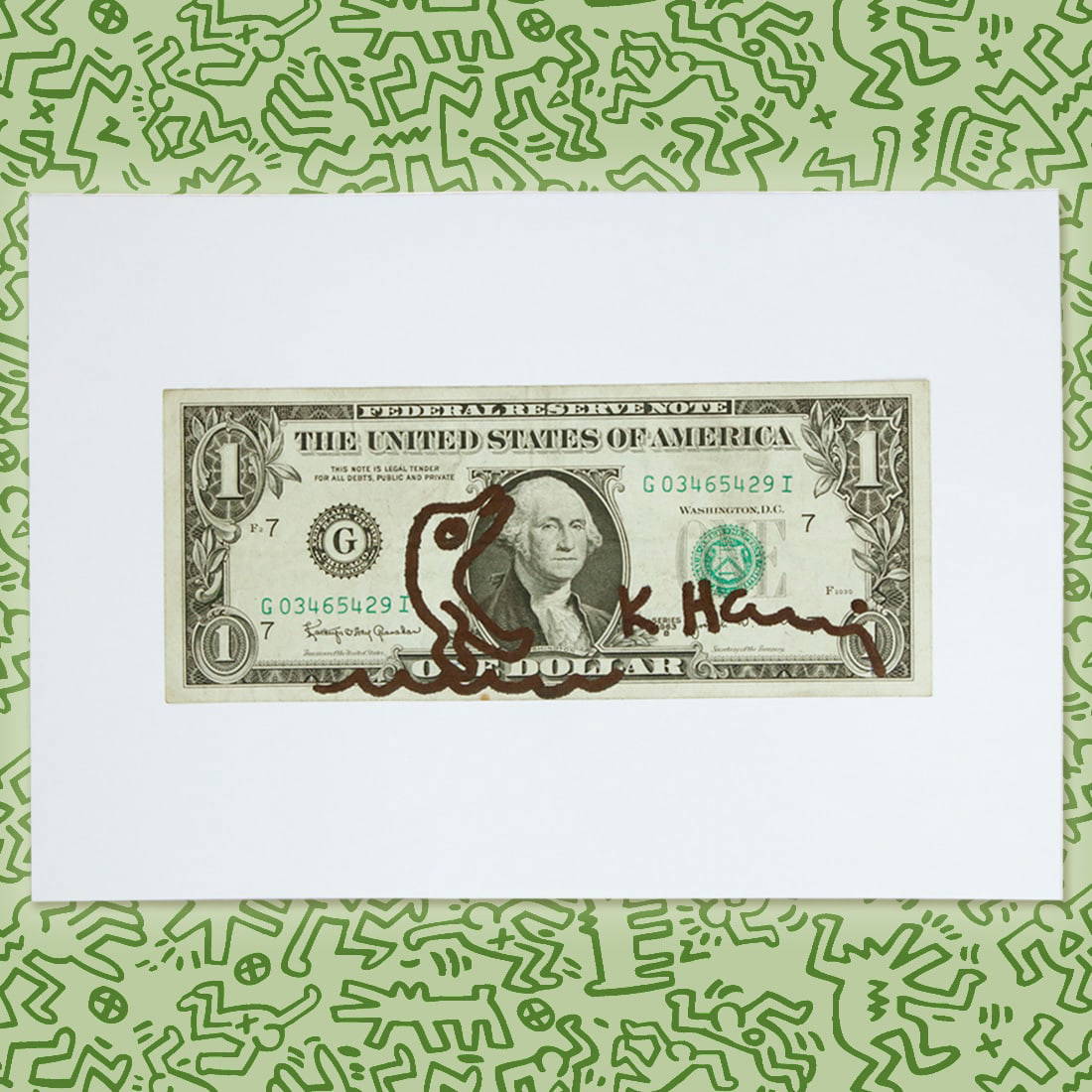 Exceptional Keith Haring Modified 1963 Series B Usd 1 Dollar Bill - A ...