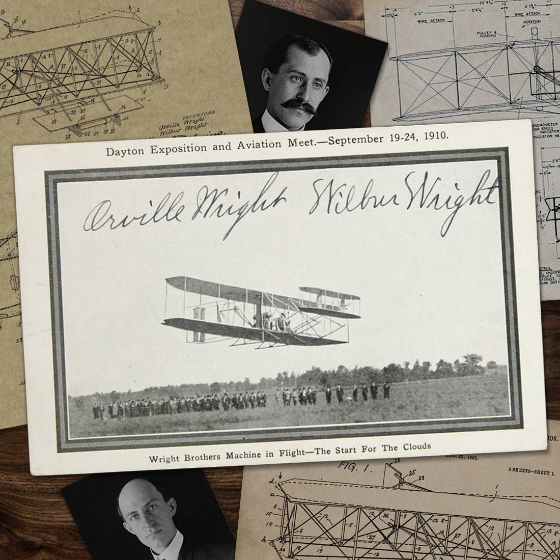 Orville And Wilbur Wright Signed Postcard - Dayton Exposition And ...