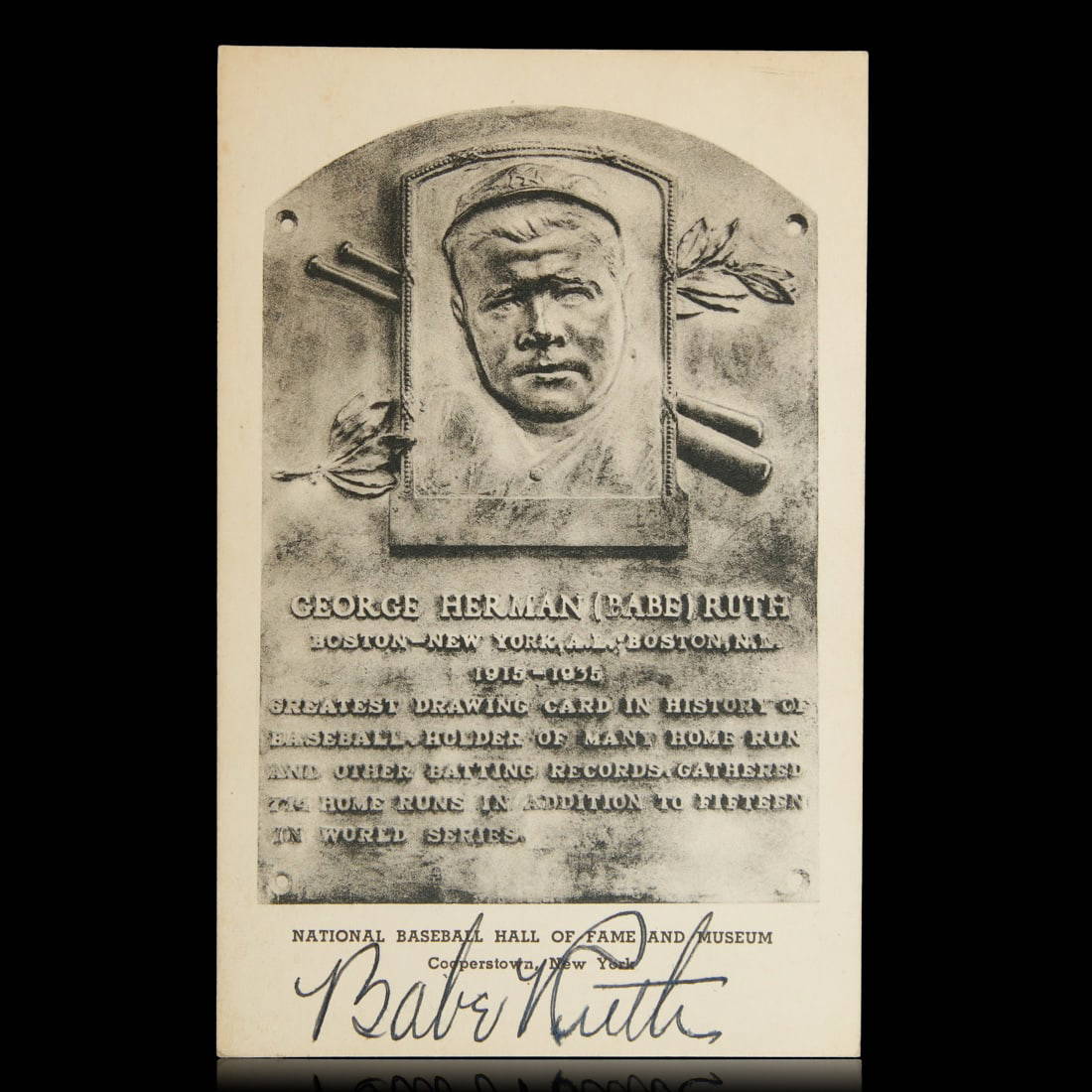 George Herman "babe" Ruth Signed Albertype Postcard Auction