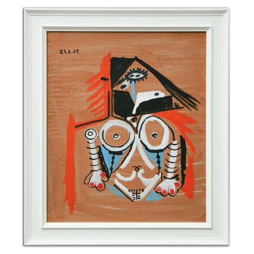 Mixed Media On Cardboard By Pablo Picasso, 1969