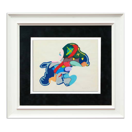 Kaws Mixed Media Drawing Of A Dog