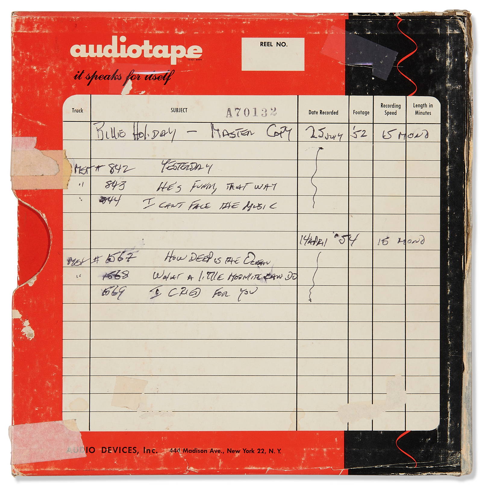 Three Rare Reel-to-reel Master Copy Studio Recordings Of Billie Holiday ...