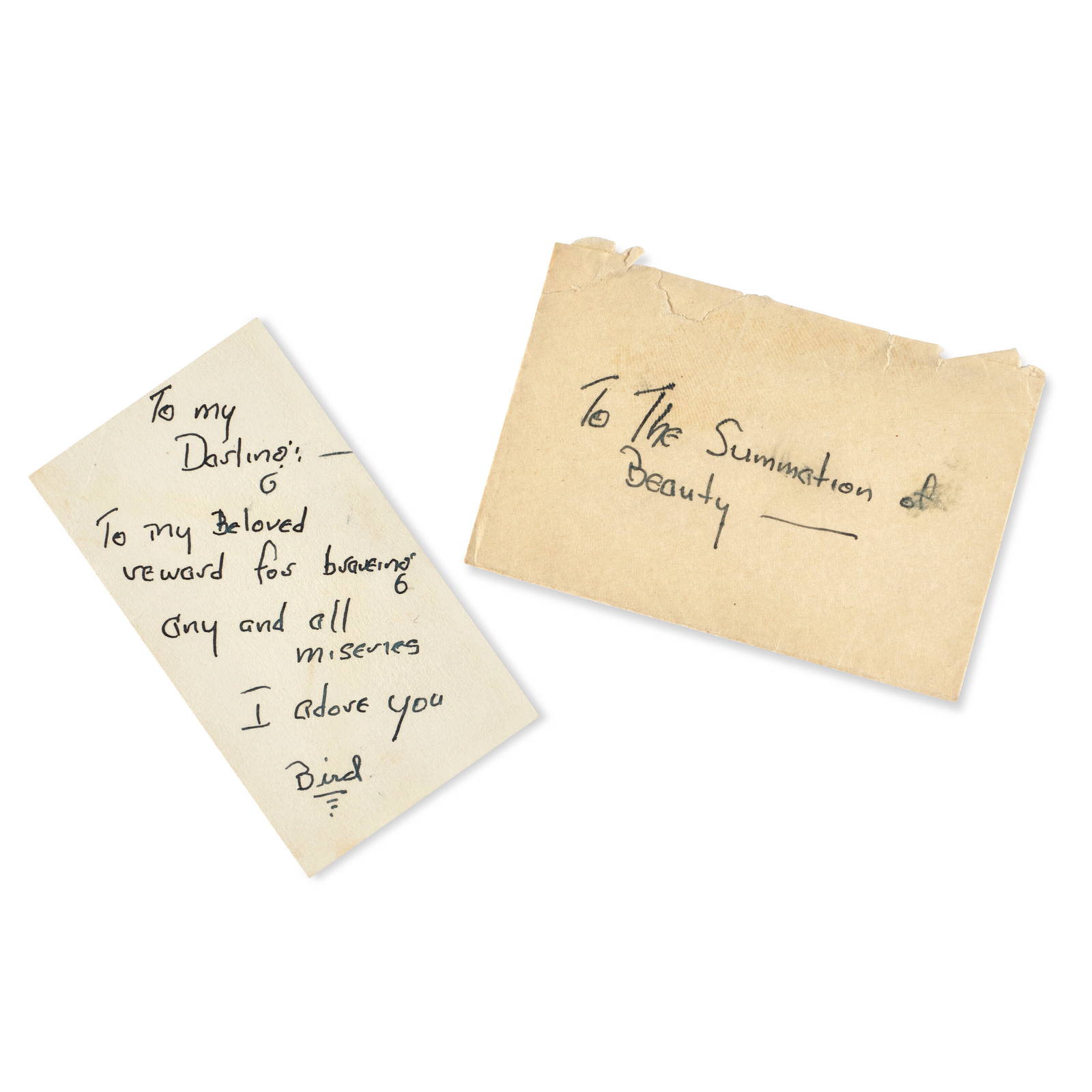 Three Autograph Notes From Charlie Parker To His Common-law Wife Chan ...