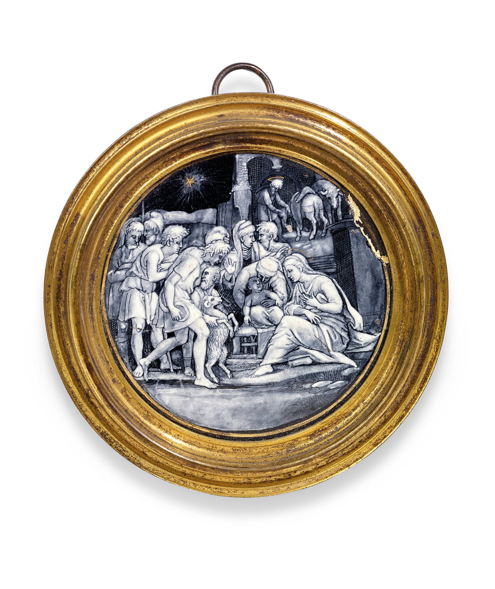A Circular Limoges Enamel Medallion Depicting The Adoration Of The Magi Auction