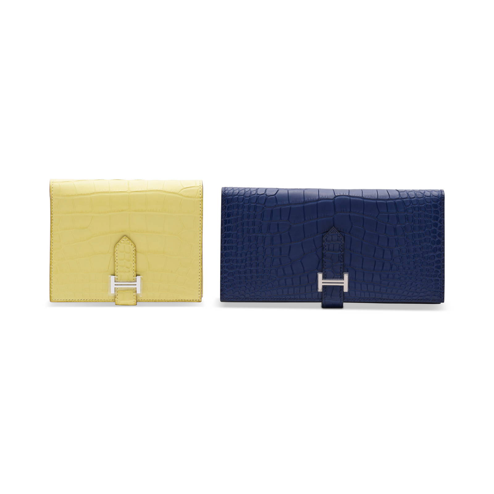 A Set Of Two: A Matte Mimosa Alligator Béarn Compact Wallet With ...