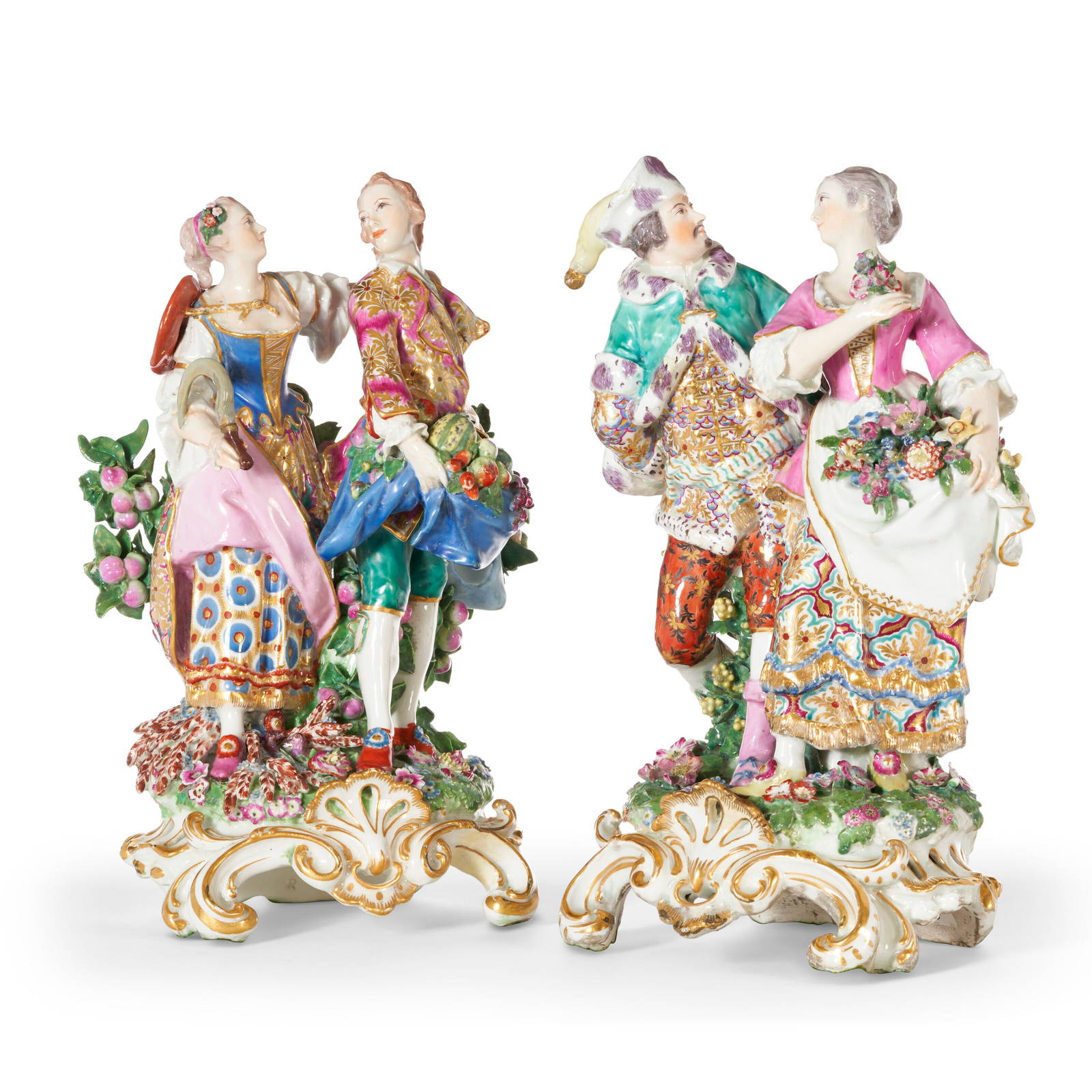 A Pair Of Chelsea Porcelain Figure Groups Emblematic Of The Seasons Auction