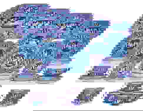 A Copeland Spode Porcelain Blue And White 'greek' Pattern Part Service ...