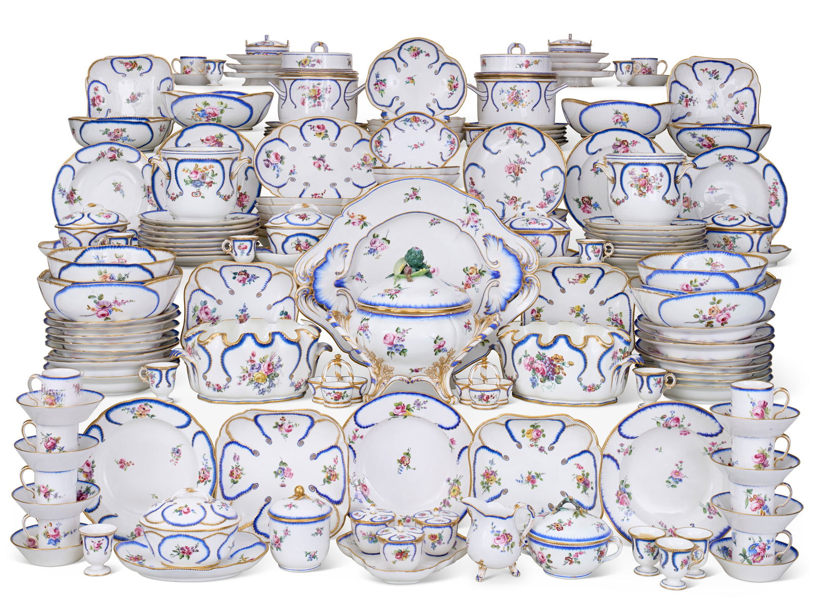 An Assembled Sevres Porcelain ‘feuille De Choux’ Pattern Dinner Service ...