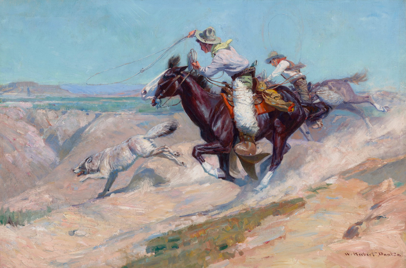 William Herbert Dunton (1878-1936) Roping A Wolf (roping A Lobo) Auction