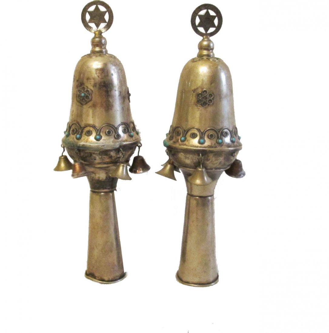 Vintage Judaica Silver "rimonim" Mid Century!