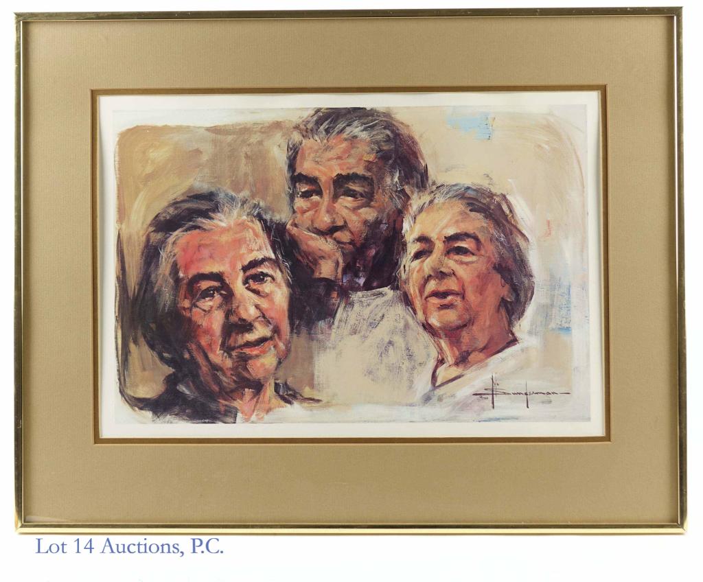 Sunderman, Marilyn Print Of Golda Meir & Note