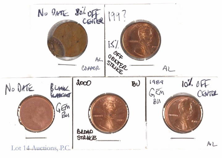 Lincoln Cent Error Coins (5) - Mar 10, 2022 | Lot 14 Auctions in IL