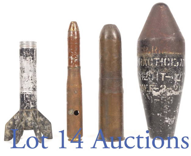 WWI & WWII Artillery Shells (INERT) (3) (#0208) on Dec 29, 2022 | Lot ...