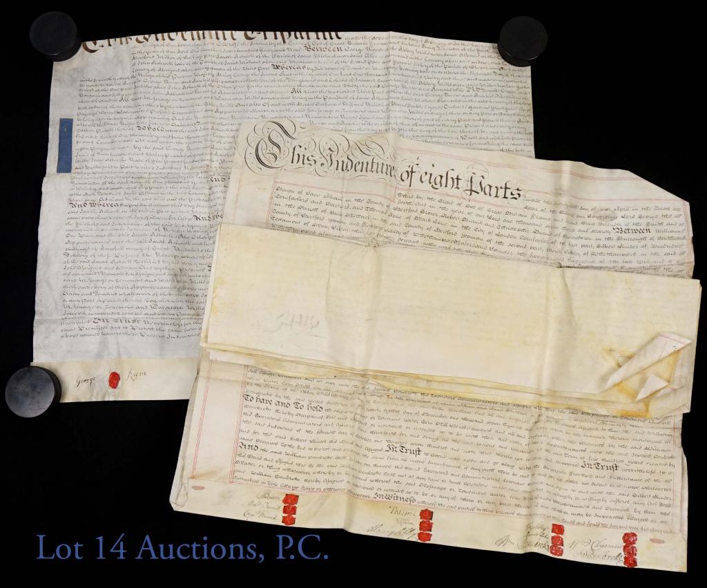 1740 And 1770 Indenture Documents On Vellum Auction
