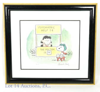 Charles M Schulz Signed Peanuts Lithograph