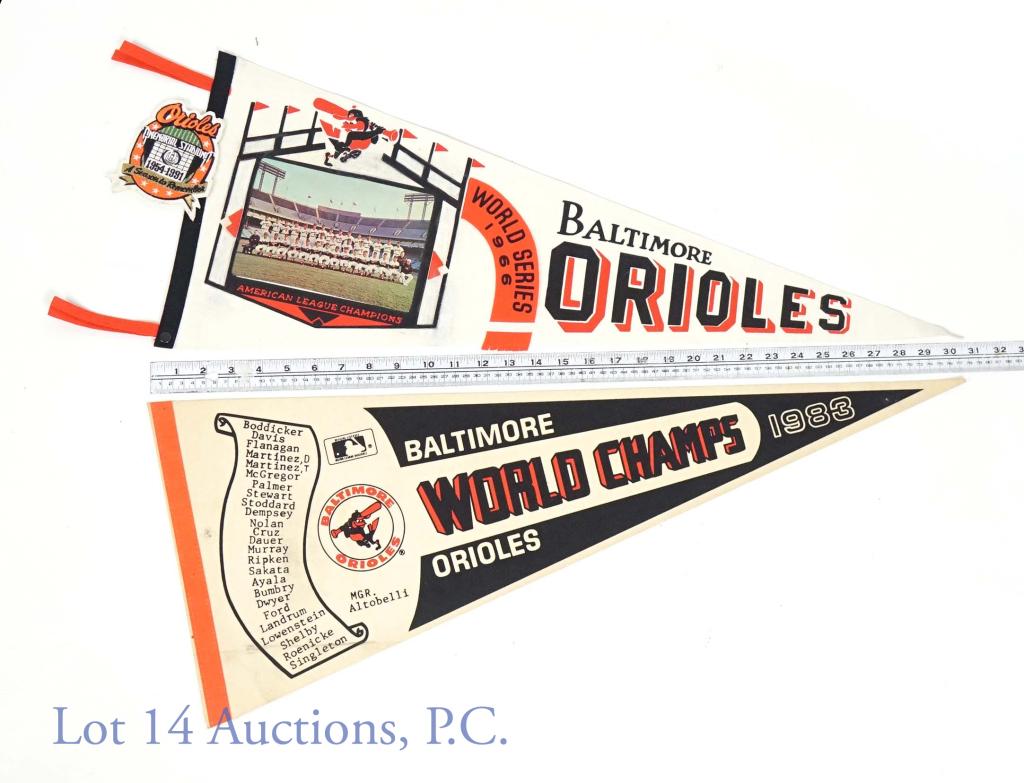 1966-1983 Baltimore Orioles Pennant Flags (2) Auction