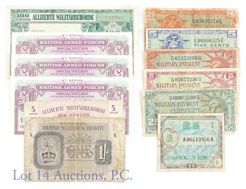 Military Script / Banknotes (12) Auction