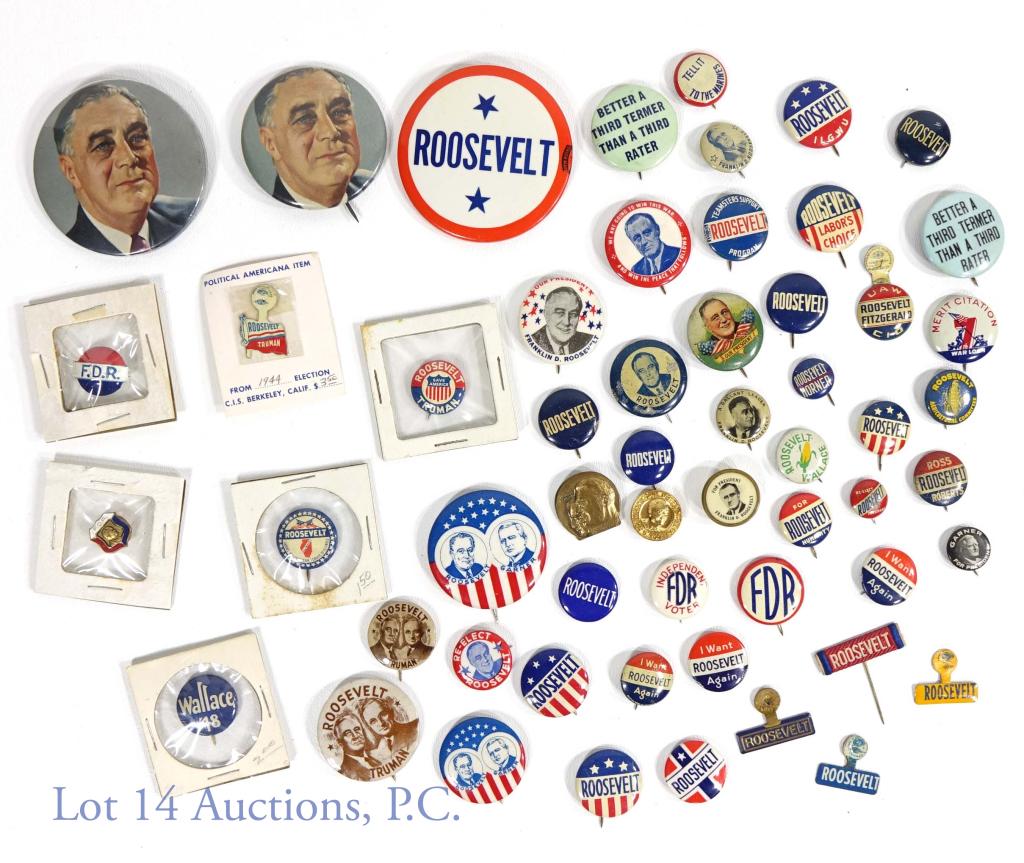 Franklin D. Roosevelt Campaign Buttons Auction