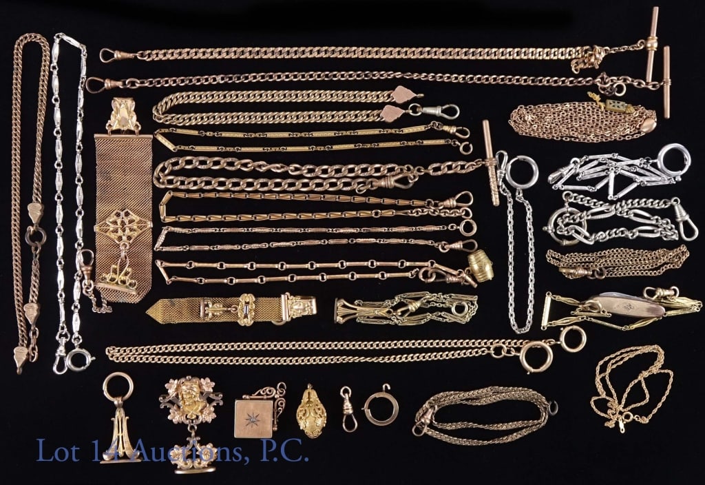 Vintage / Antique Watch Fobs And Chains (24) Auction