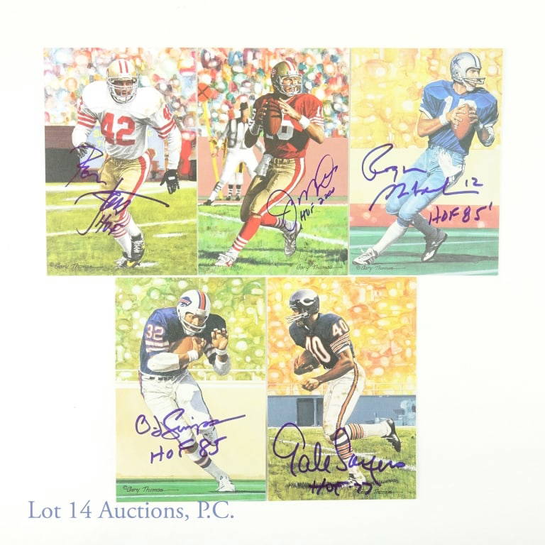 Signed Nfl Goal Line Art Cards (41 Hof Autos) Auction