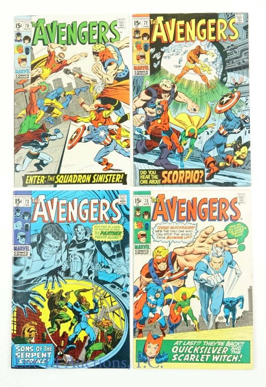 Marvel Comics The Avengers #70 #72 #73 #75 Auction