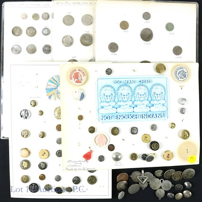 18th & 19th Century C. Silver Coin Buttons (150) Auction