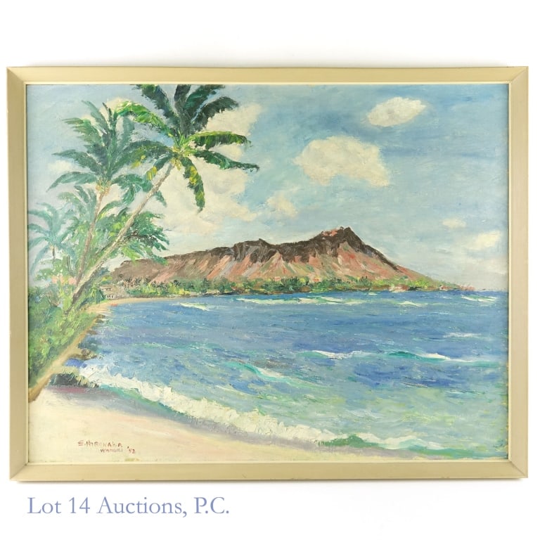 Sunao Hironaka (1903 - 1990) Waikiki Oil Painting Auction