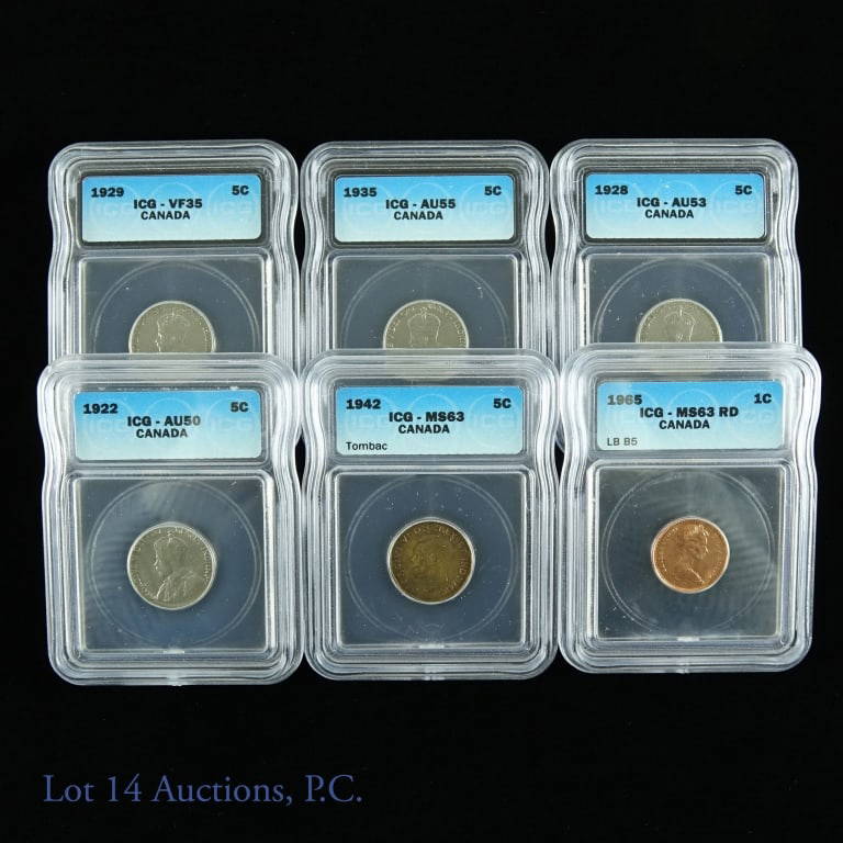 Mix Of Canadian Icg Graded Coins (6) Auction