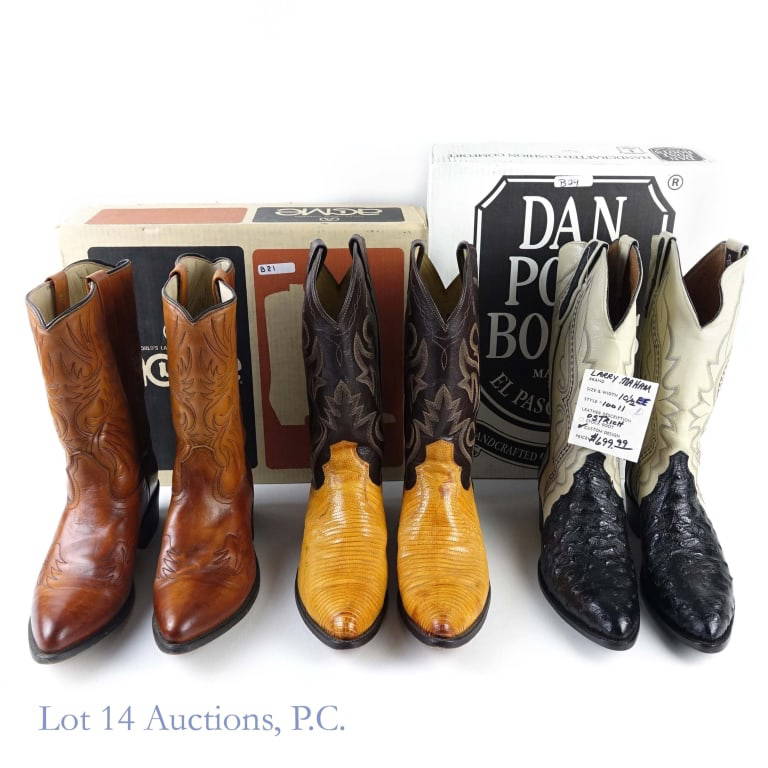 Dan Post, Acme & Larry Mahan Boots (3 Pairs) Auction