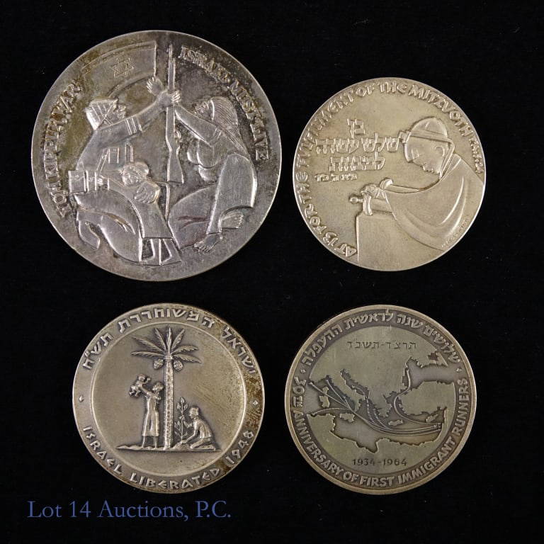 Historic Silver Israel Commemorative Medals (4) Auction