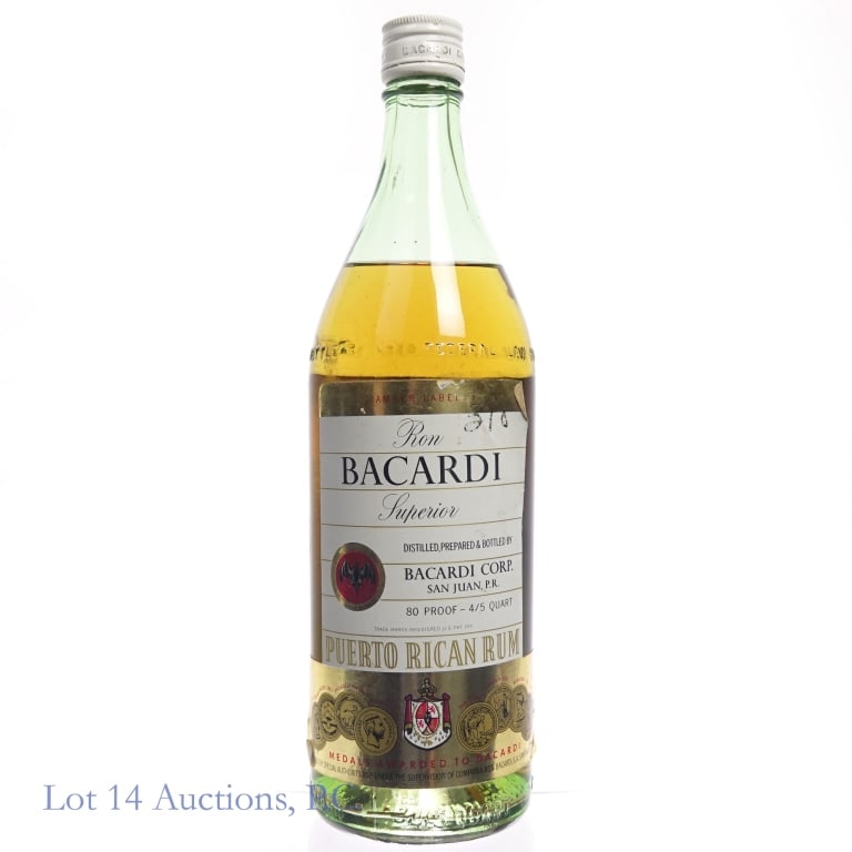 Bacardi Superior Amber Label Puerto Rican Rum Auction