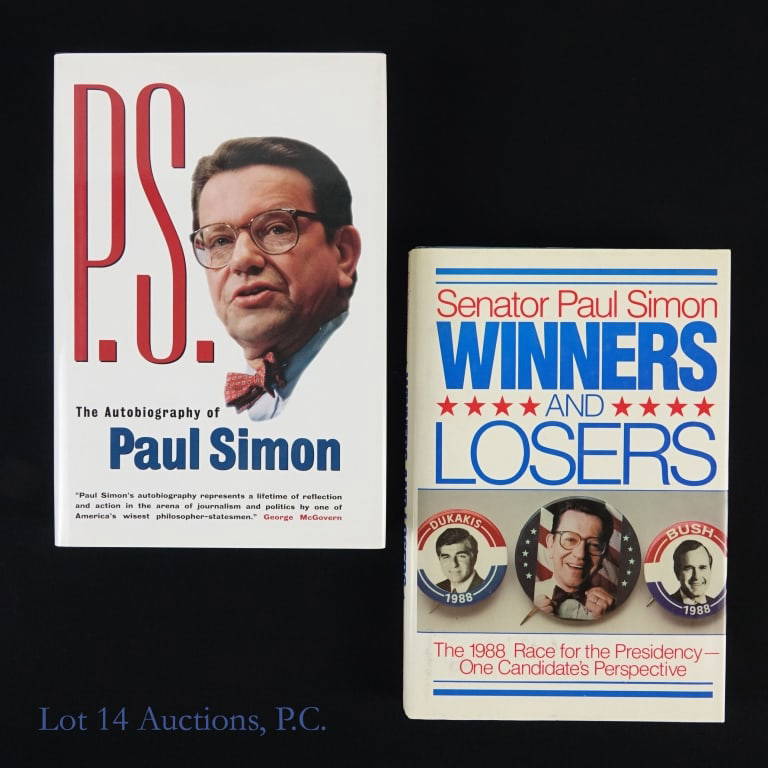 Sen. Paul Simon Signed, Inscribed, Dated Books (2) Auction