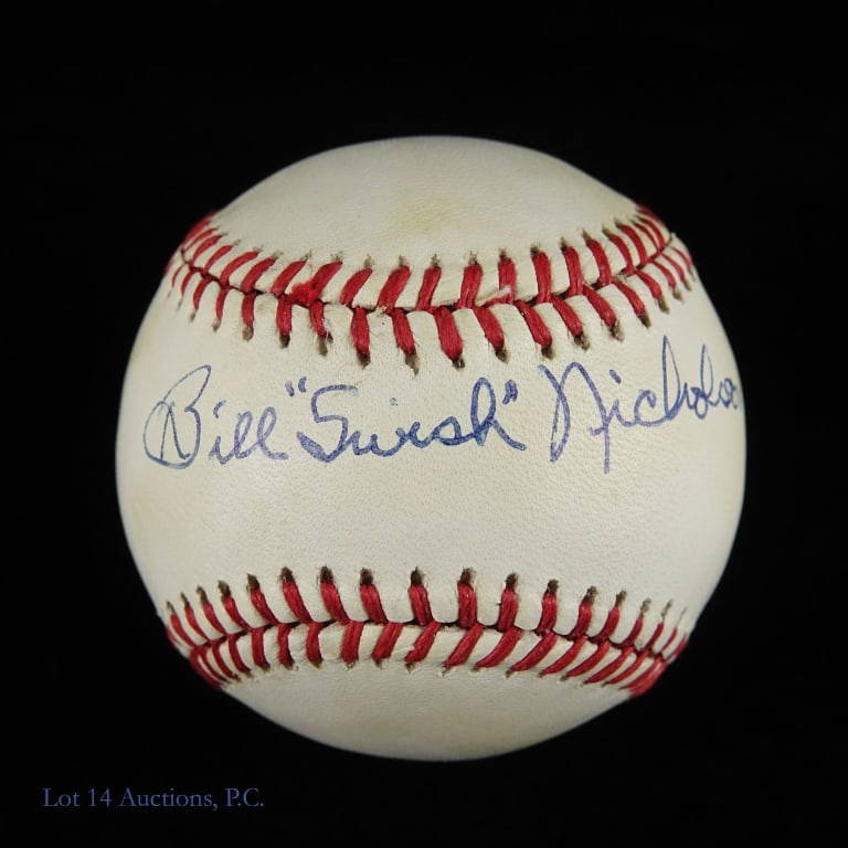 Bill Swish Nicholson Signed Onl Baseball Auction